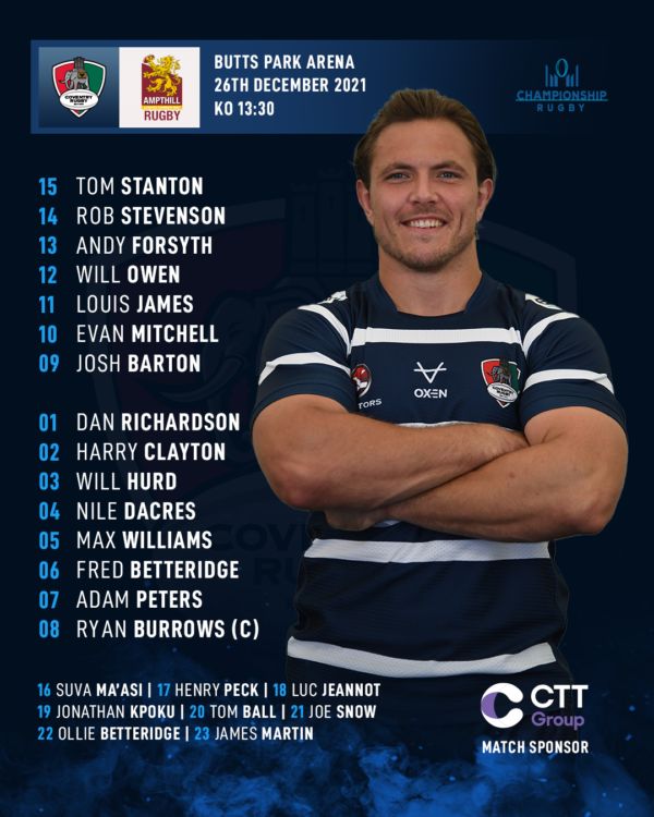 Coventry team named to face Ampthill - Coventry Rugby