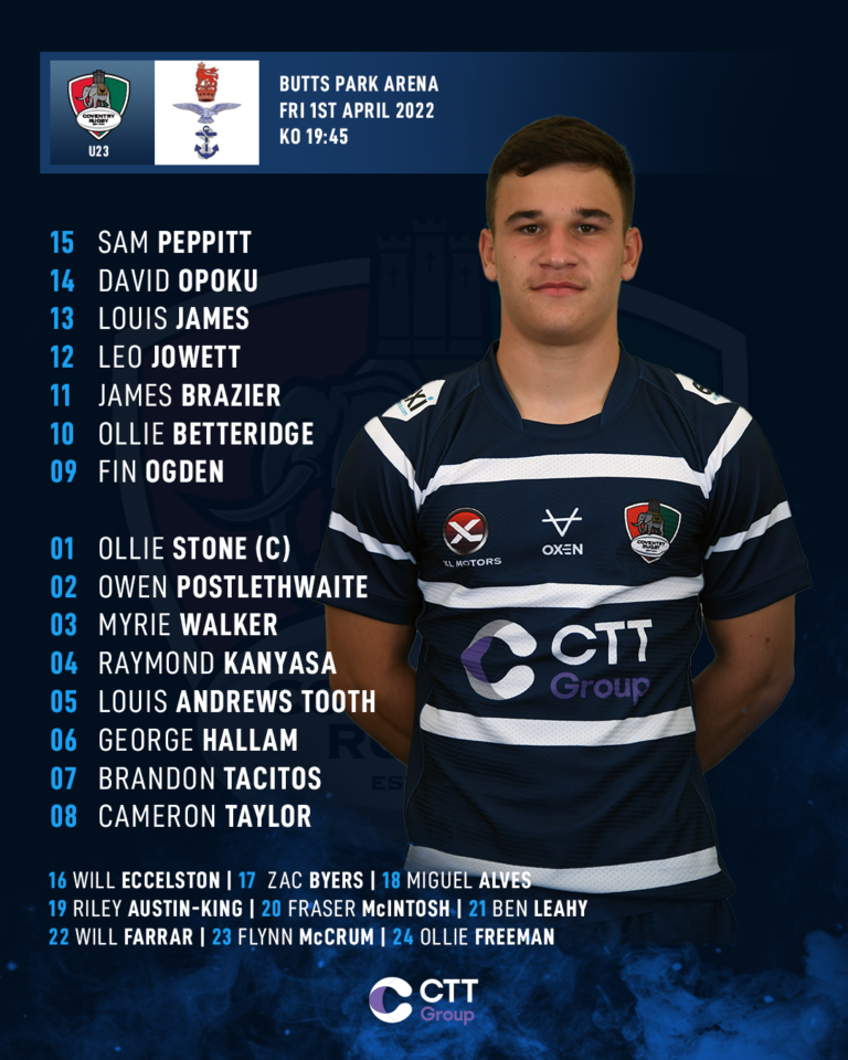 Team News: Coventry U23s vs UK Armed Forces U23s - Coventry Rugby