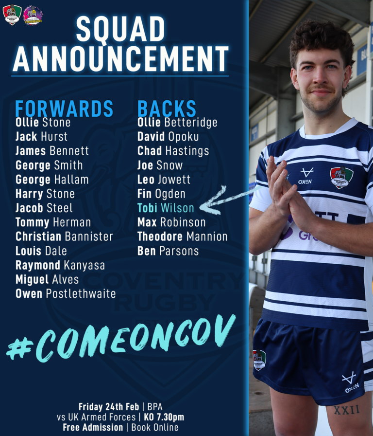 Team News: Coventry vs UK Armed Forces - Coventry Rugby